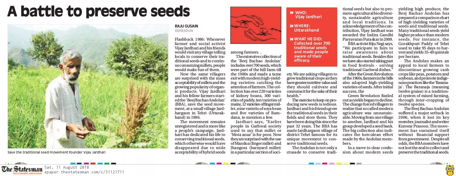 Uttarakhand farmer’s seed saving movement holds promise - Vikalp Sangam